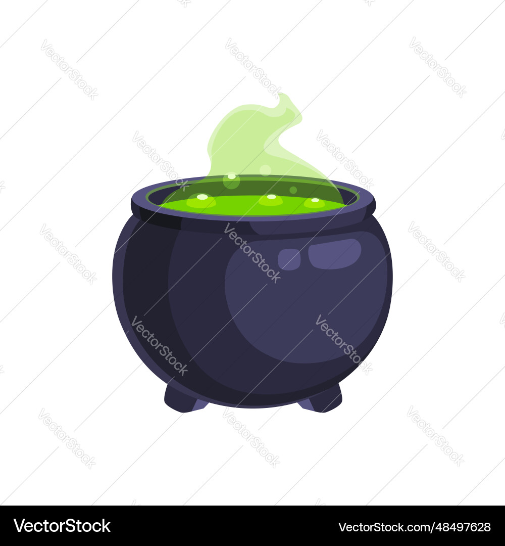Cartoon halloween witch cauldron with green brew Vector Image