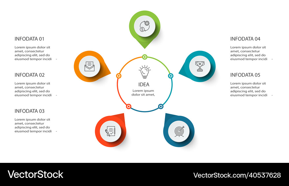 Diagram concept for infographic with 5 steps Vector Image