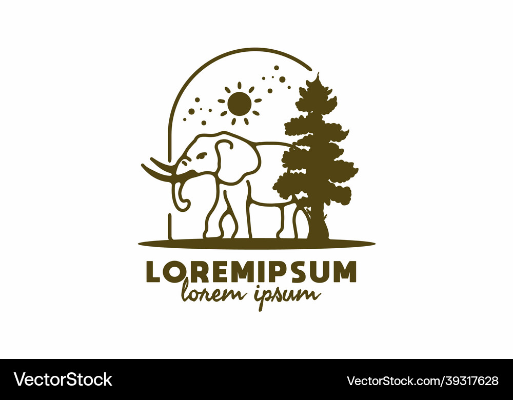 Line art of elephant Royalty Free Vector Image