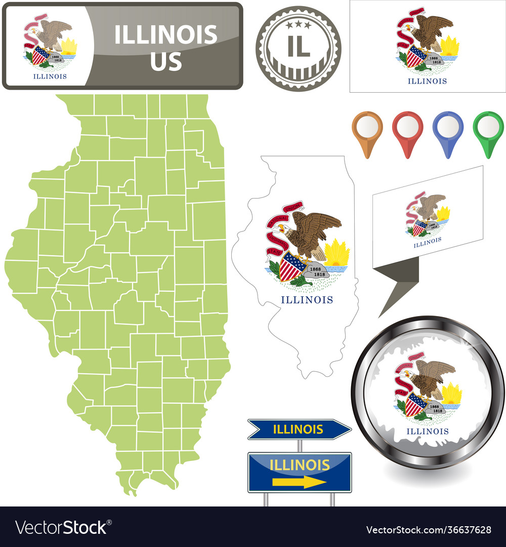 Map illinois us Royalty Free Vector Image - VectorStock