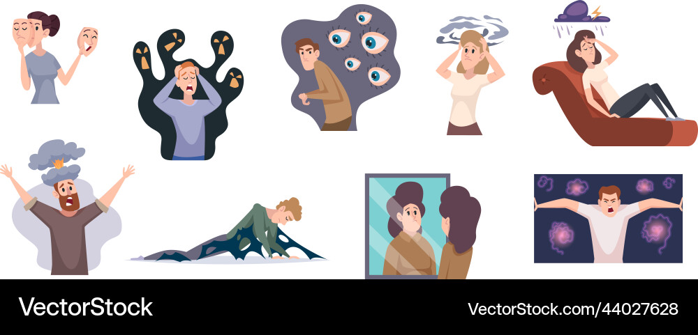 Mental problems negative psychology bipolar Vector Image