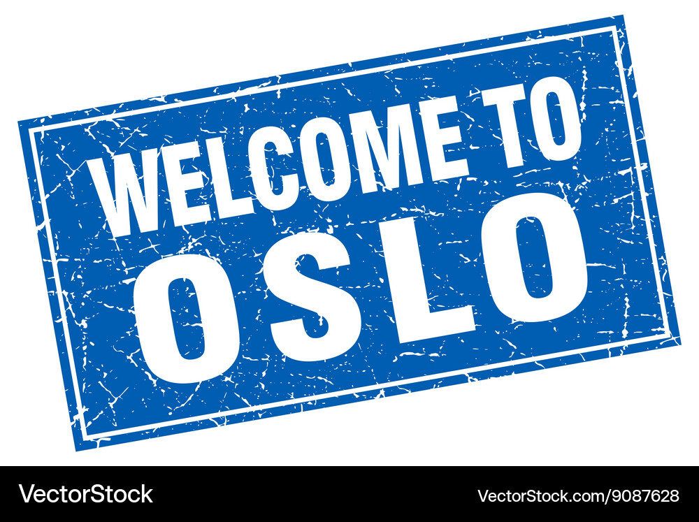Oslo blue square grunge welcome to stamp Vector Image