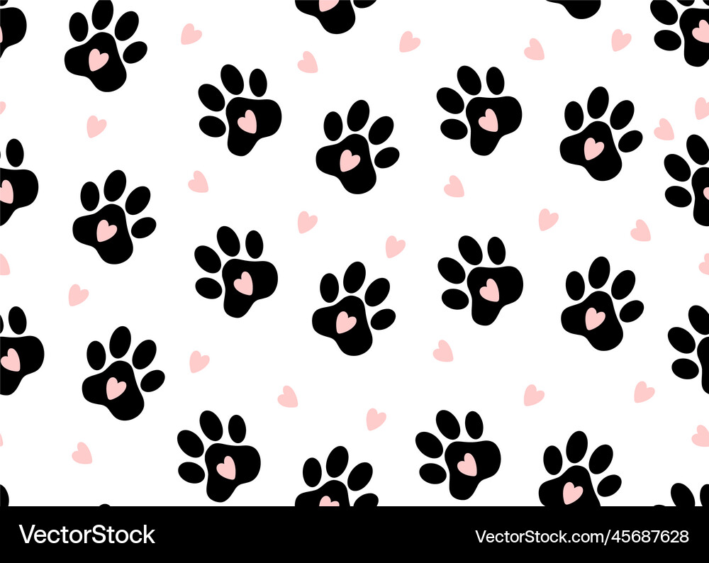 Seamless pattern of animal paw prints Royalty Free Vector