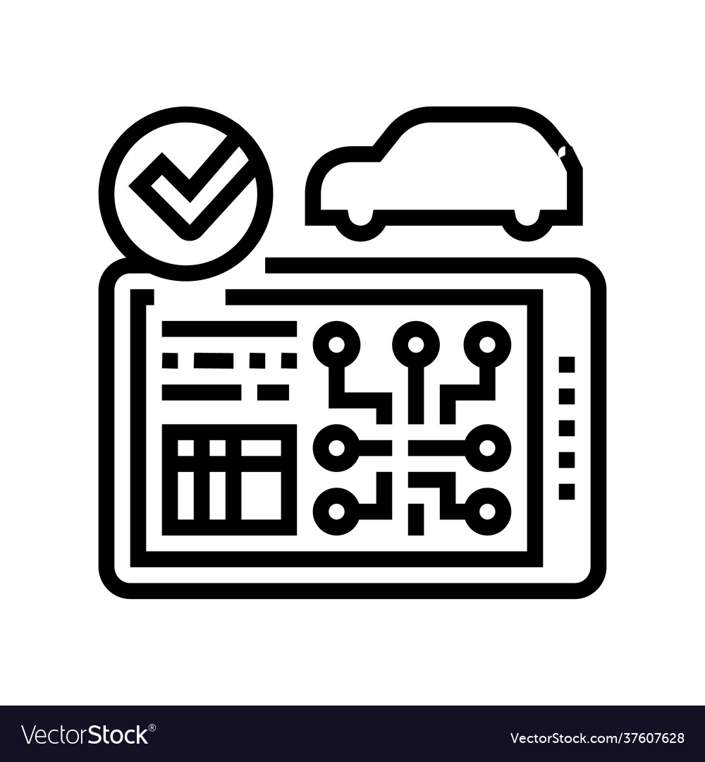 Testing computer electronic system car line icon Vector Image