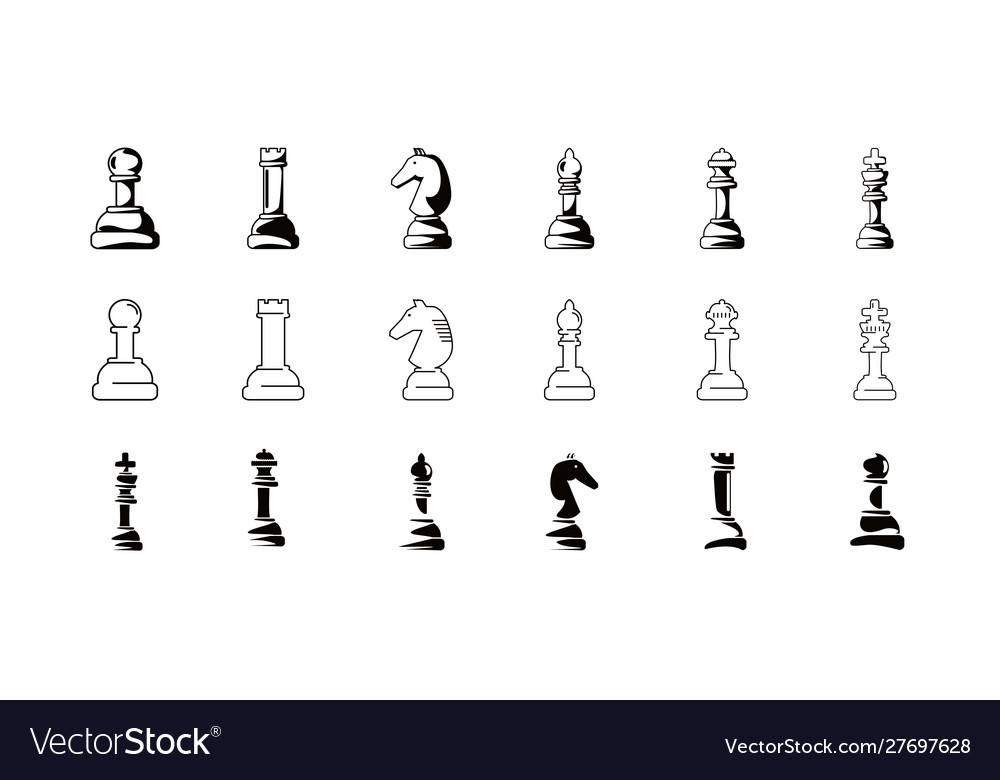 Variety chess icon set pack design Royalty Free Vector Image