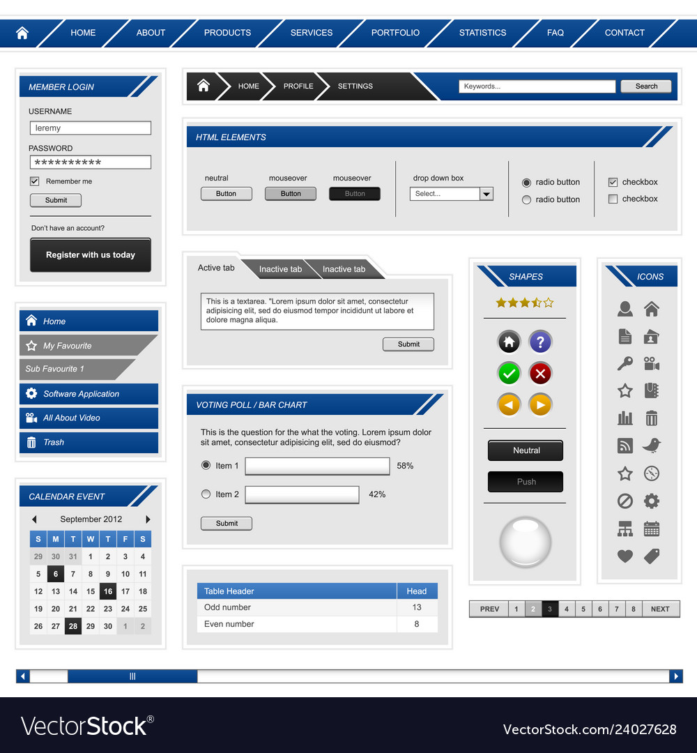 Web design element template a complete set Vector Image