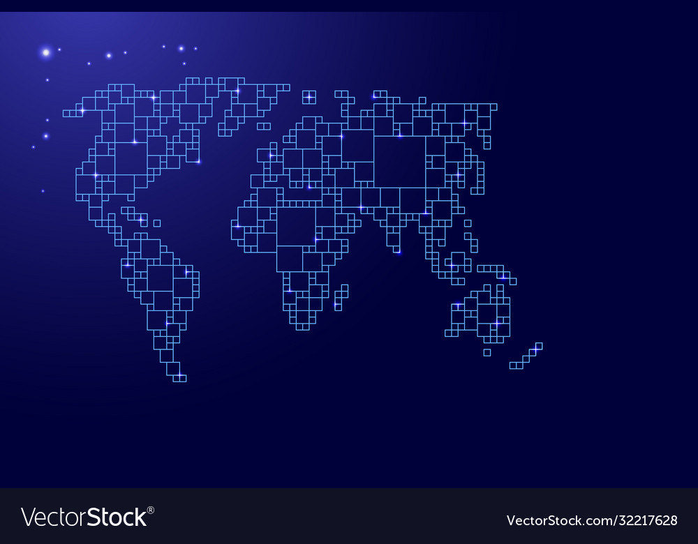 World map map from blue pattern from a grid Vector Image