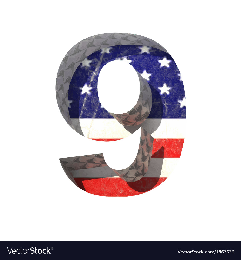 American cutted figure 9 paste to any background Vector Image