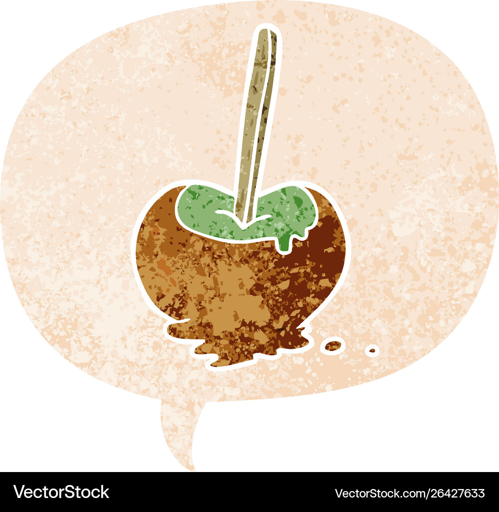 Cartoon toffee apple and speech bubble in retro Vector Image