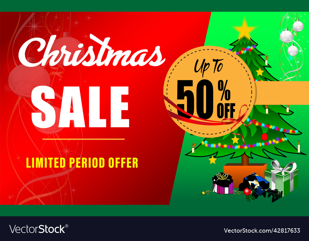 Christmas holiday sale 50 percentage off Vector Image