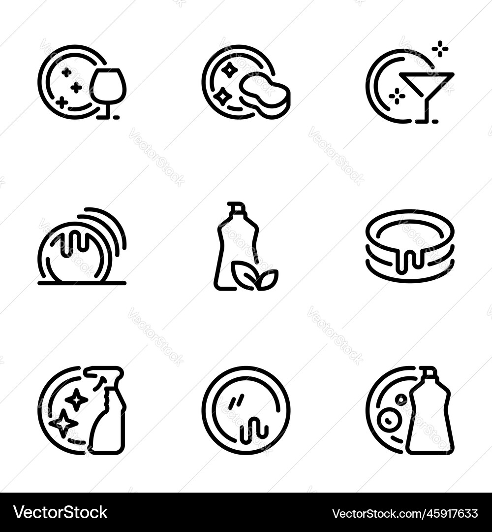 Dishwashing Icon Set Royalty Free Vector Image