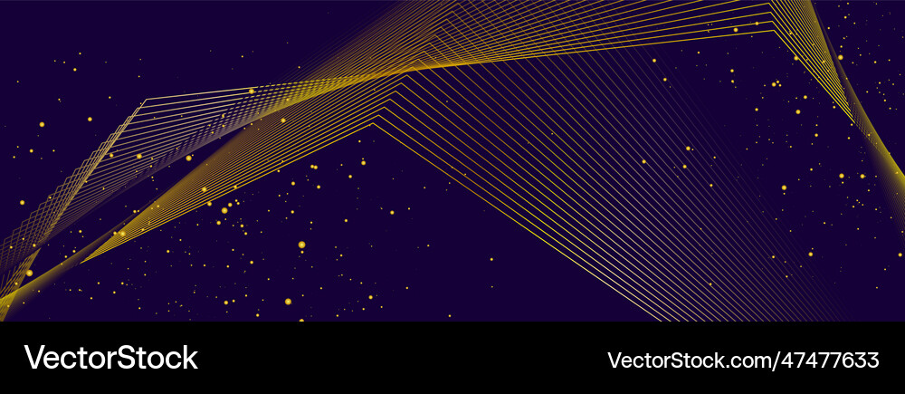 Golden curved lines and shiny particles abstract Vector Image