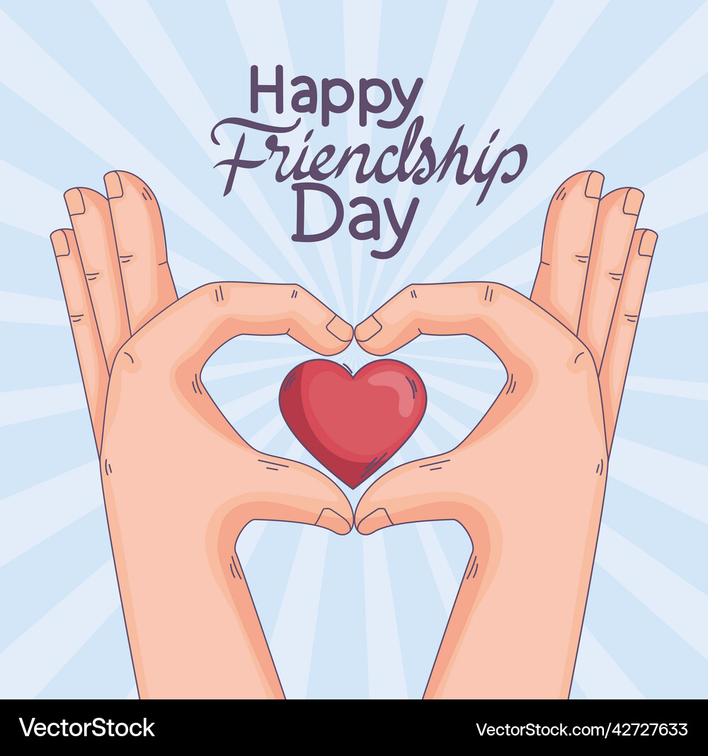 Happy friends day forming heart Royalty Free Vector Image