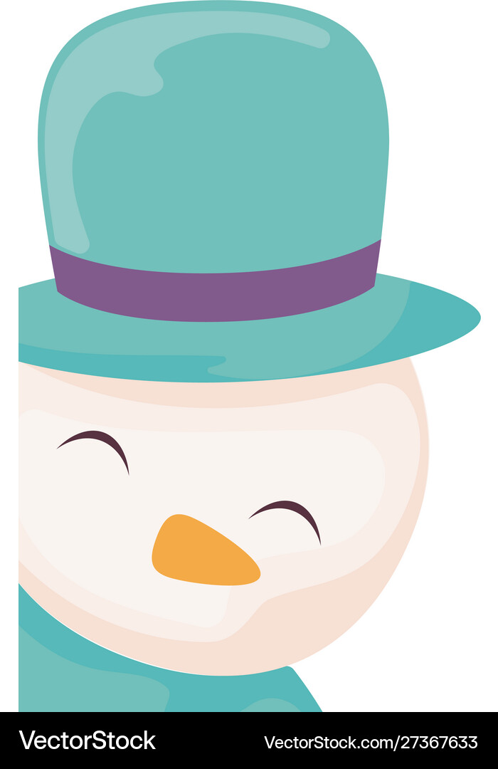 Head snowman with hat and scarf on white Vector Image