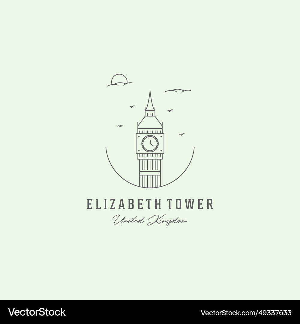 Icon elizabeth tower line art minimalist design Vector Image