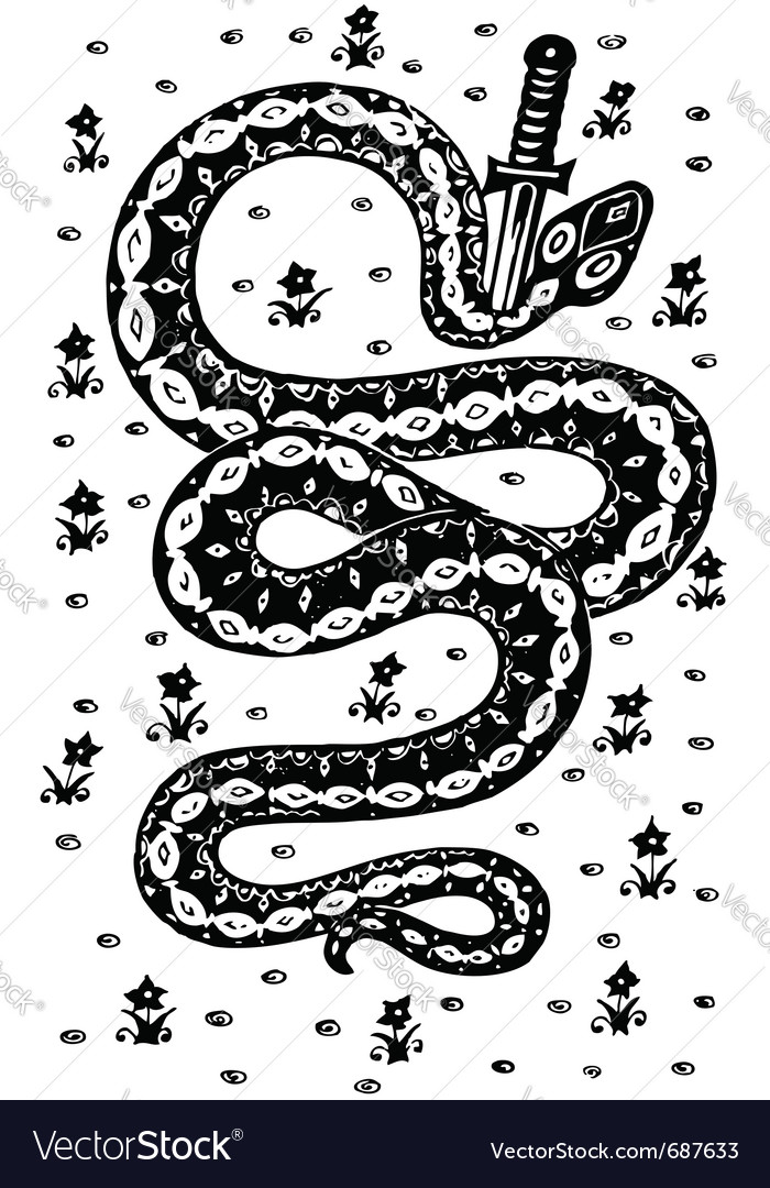 Kill snake sword Royalty Free Vector Image - VectorStock