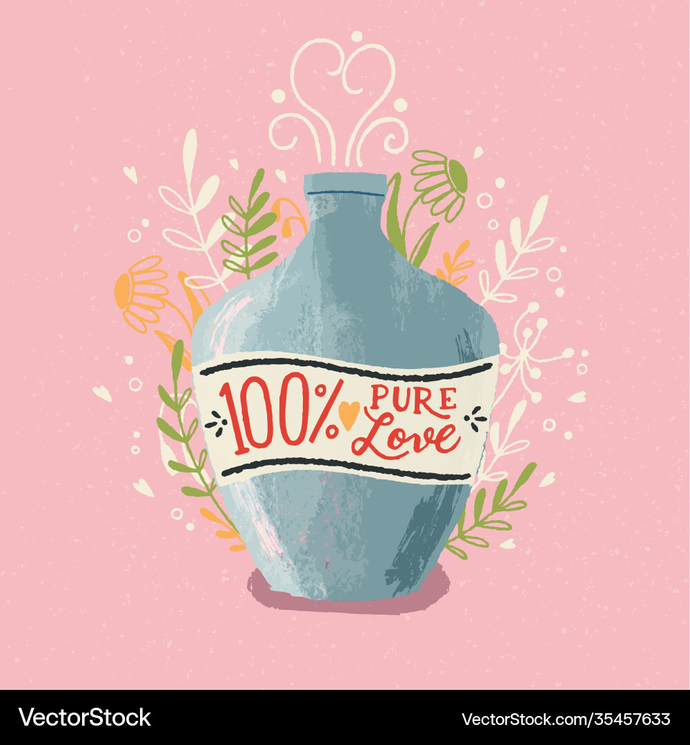 Love potion bottle with hand lettering colorful Vector Image