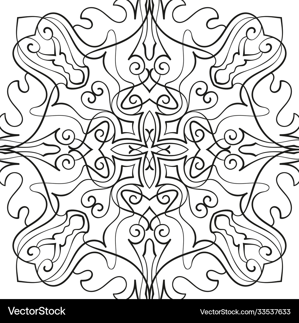 Ornamental background for coloring book in black Vector Image