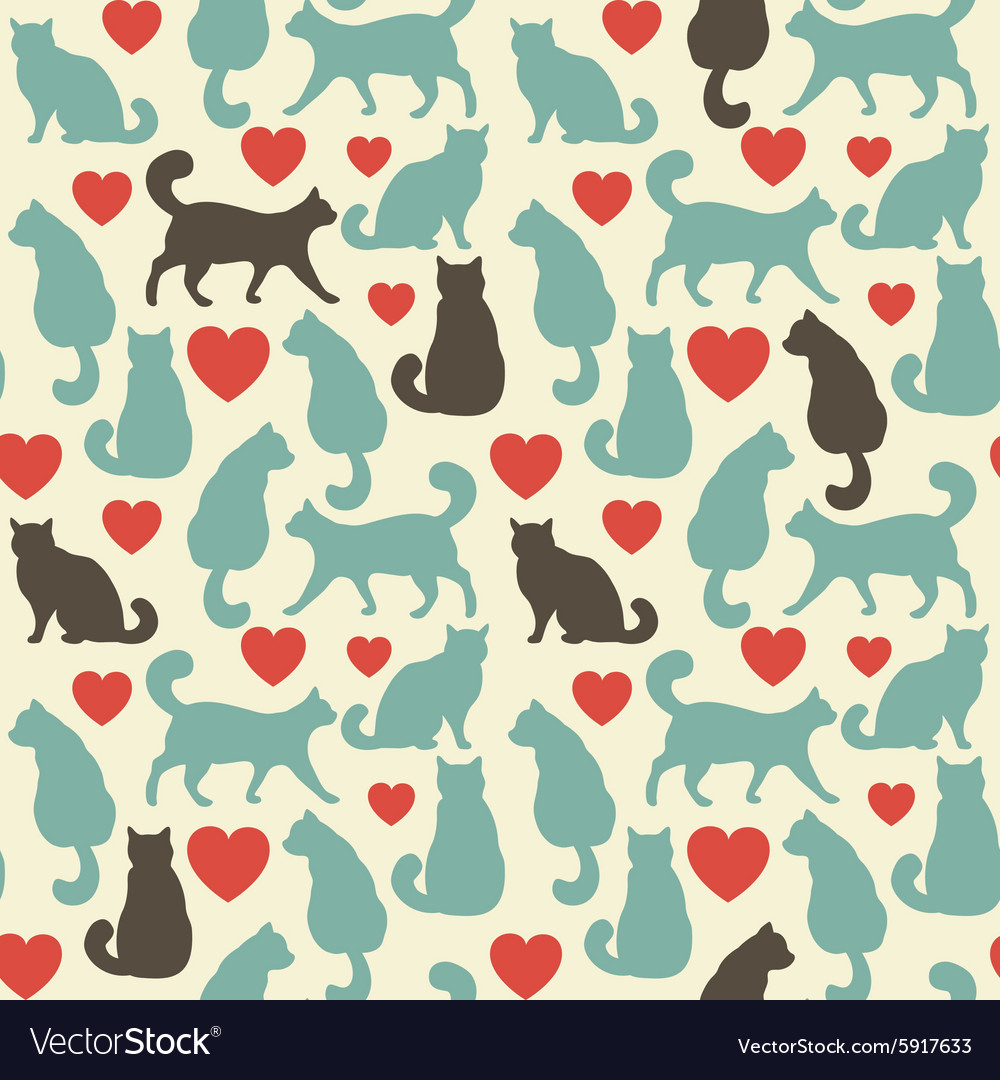 Seamless pattern with cats Royalty Free Vector Image