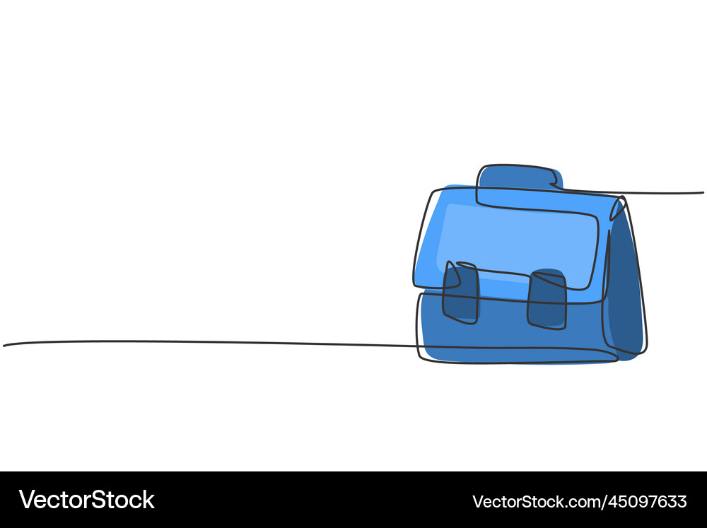 Single one line drawing of leather briefcase Vector Image