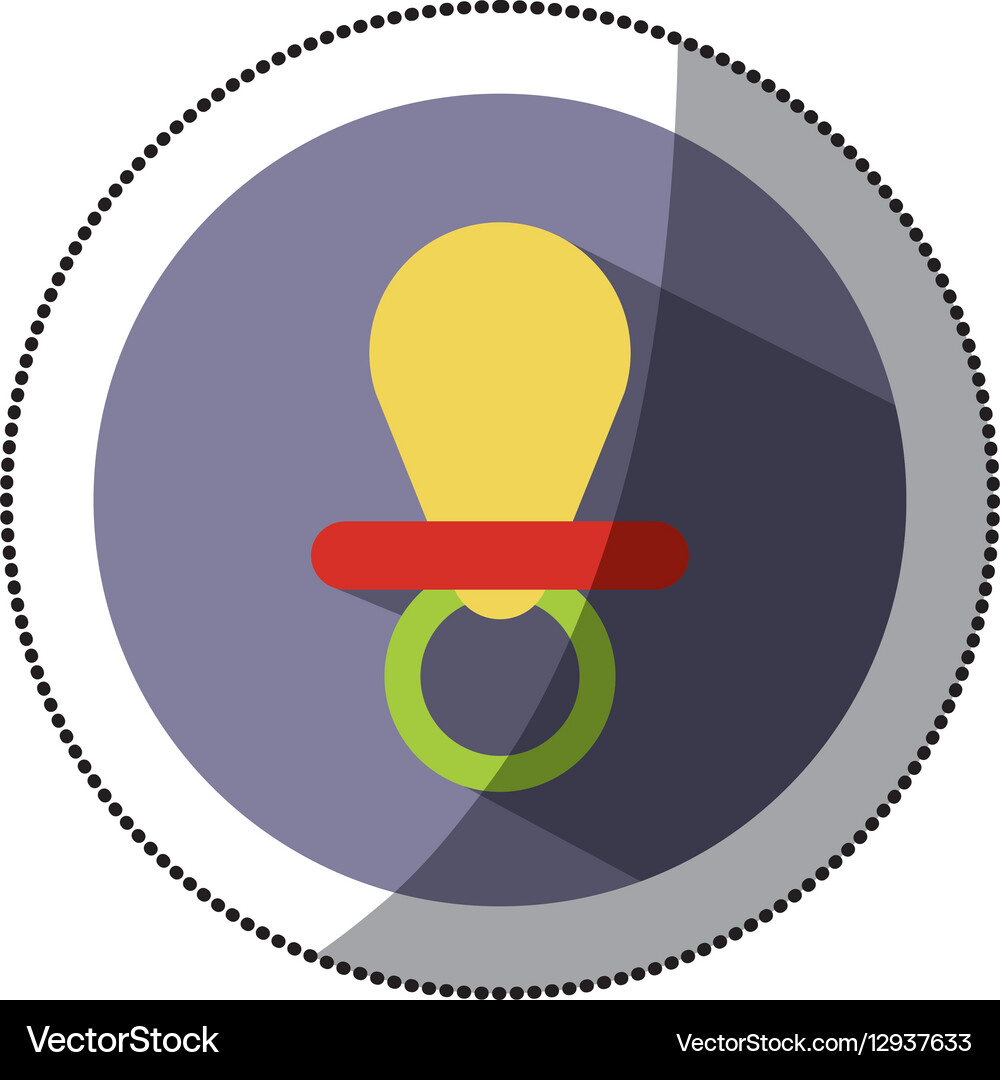 Sticker color silhouette with baby pacifier Vector Image