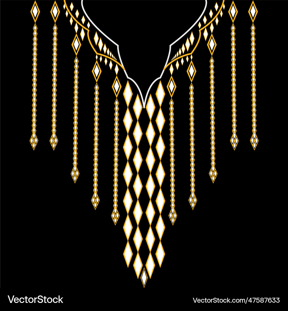 Traditional geometric ethnic embroidered neckline Vector Image