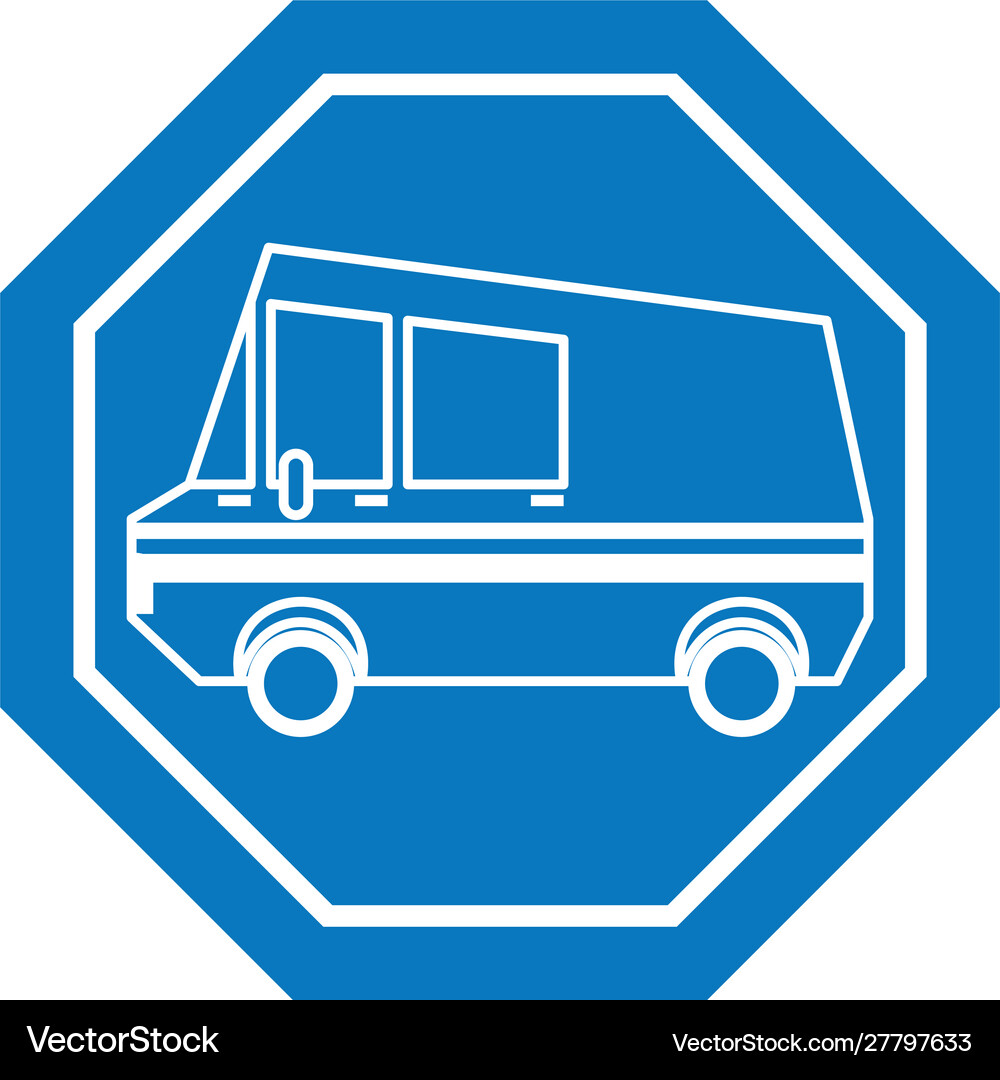 Van car inside road sign icon block line design Vector Image
