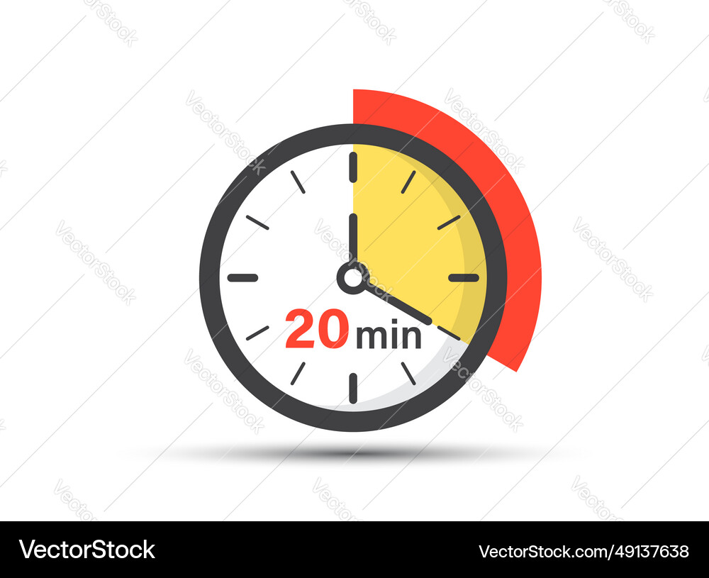 20 minutes on stopwatch icon in flat style clock Vector Image
