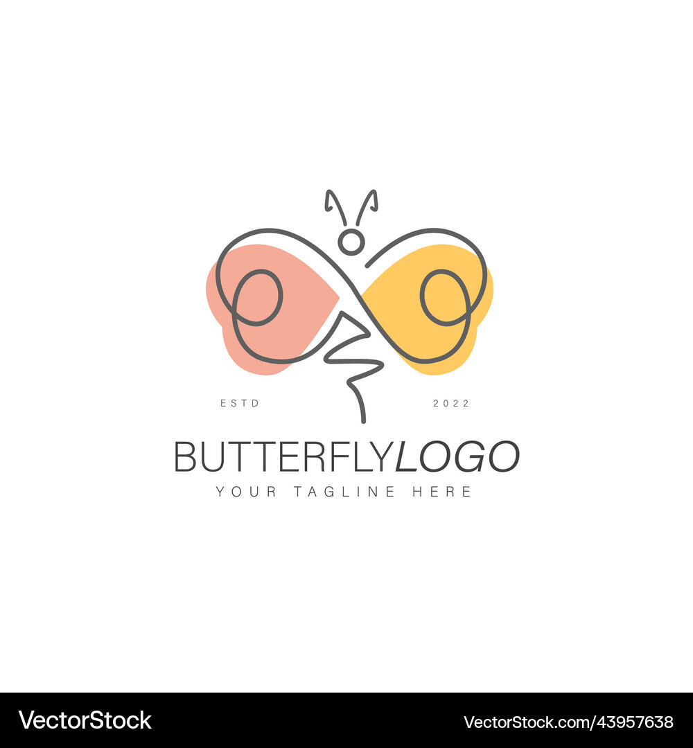 Butterfly line art logo design icon Royalty Free Vector