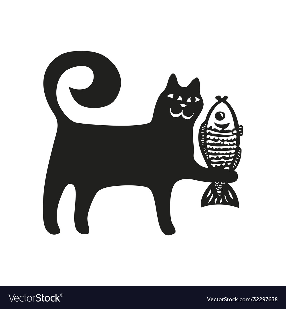 Funny cats set black silhouette collections Vector Image