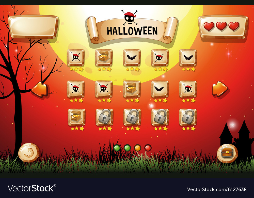Game template with halloween theme Royalty Free Vector Image