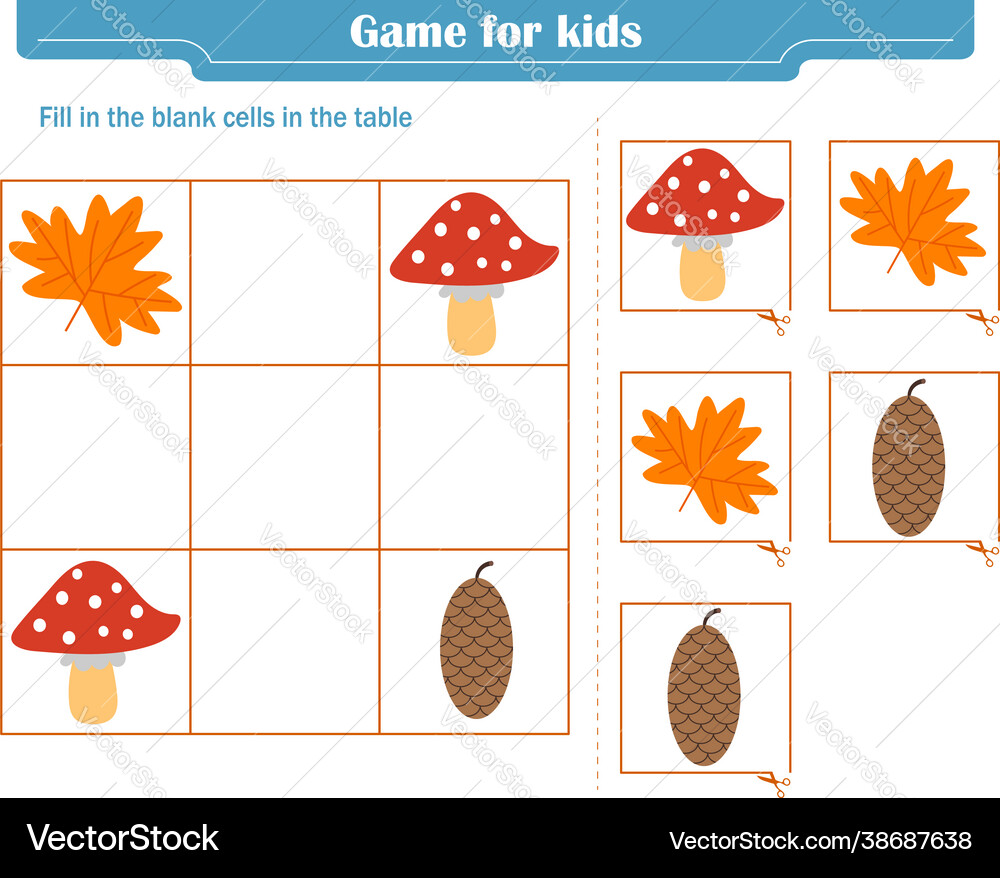 Logic game for children fill in blank cells Vector Image