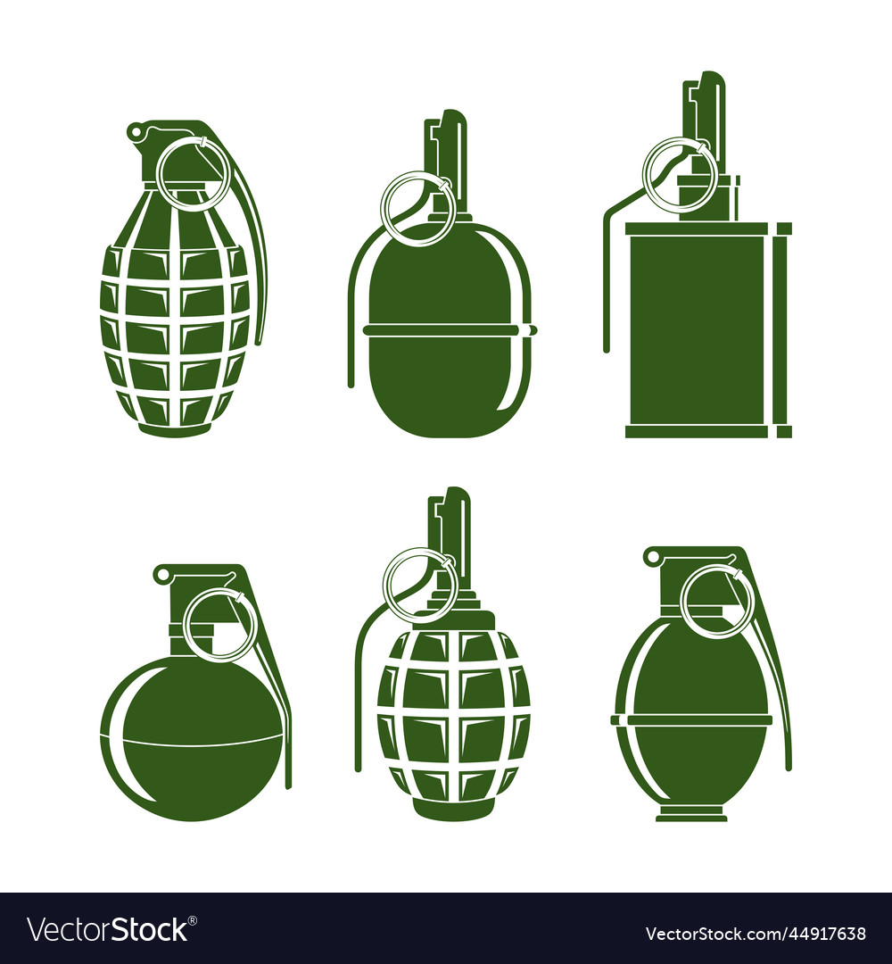 Silhouettes of combat grenades Royalty Free Vector Image
