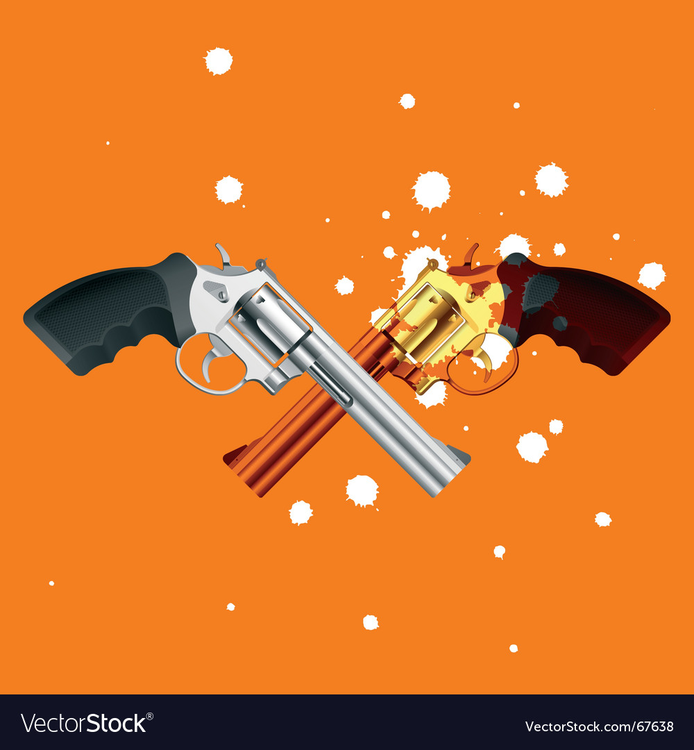 Two guns Royalty Free Vector Image - VectorStock