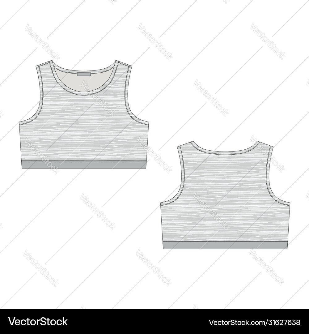 Womens bra technical sketch in melange fabric Vector Image