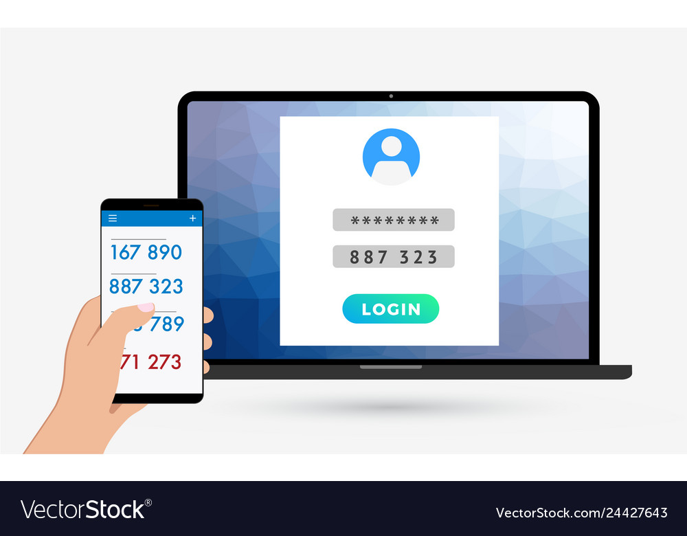 2-step authentication two steps verification code Vector Image