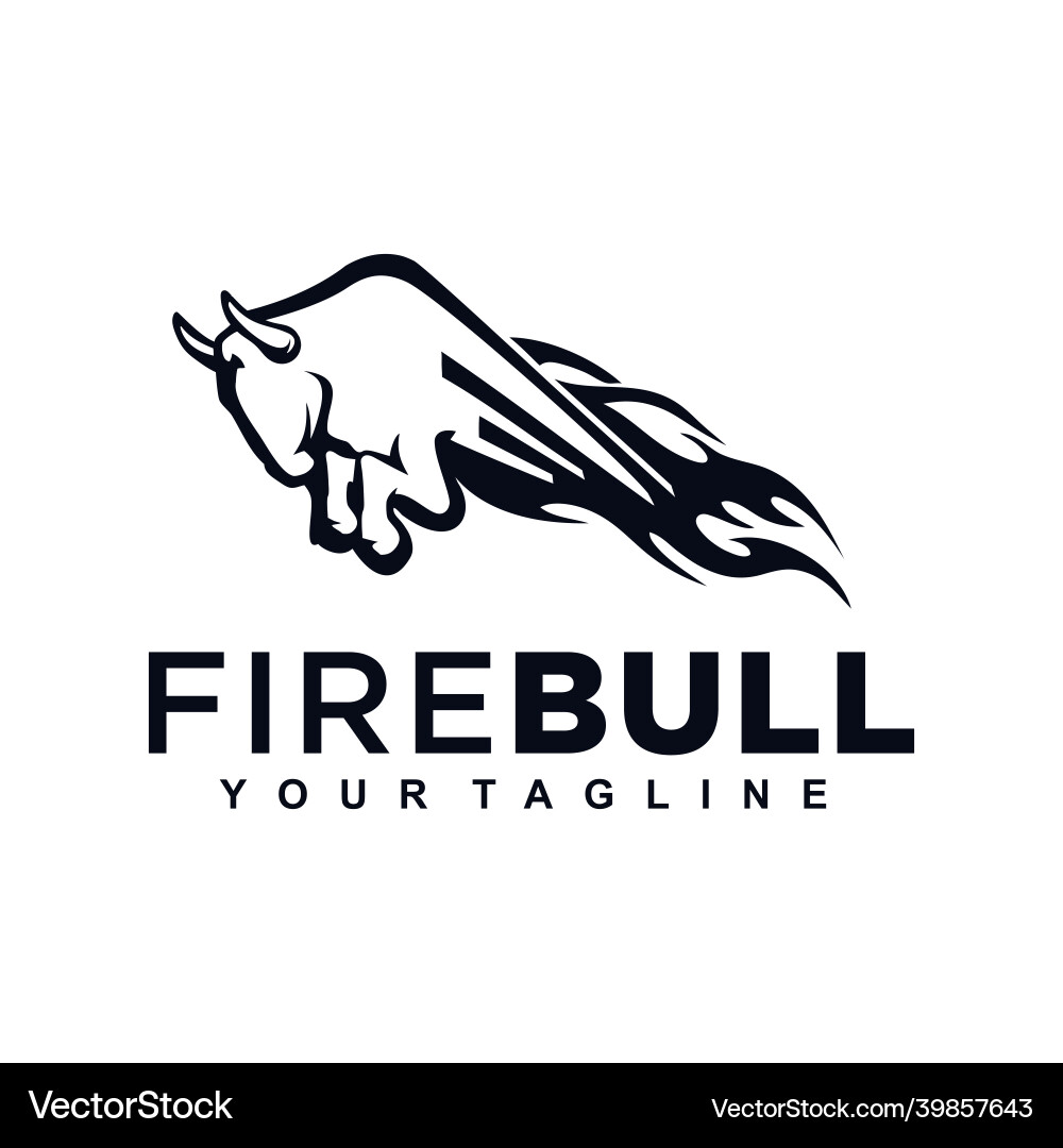 Black fire bull logo design template inspiration Vector Image