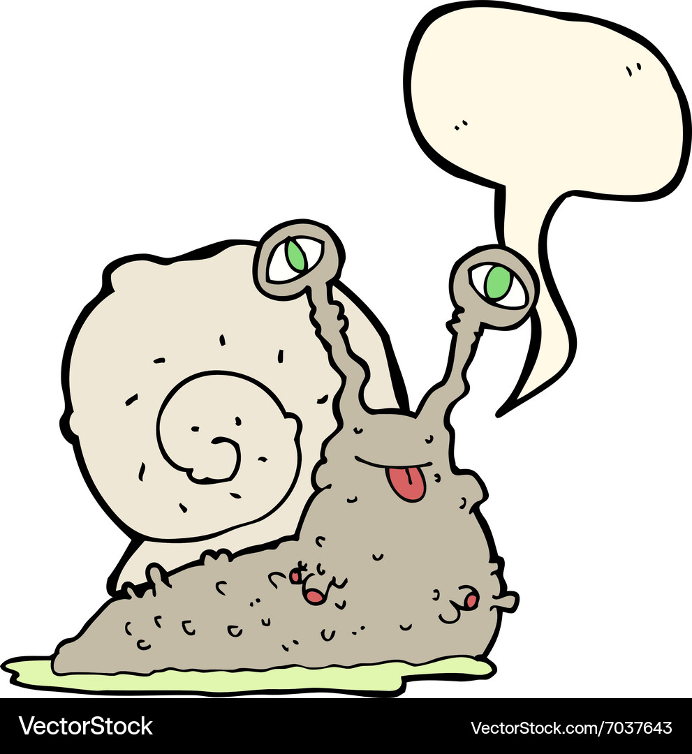 Cartoon gross slug with speech bubble Royalty Free Vector
