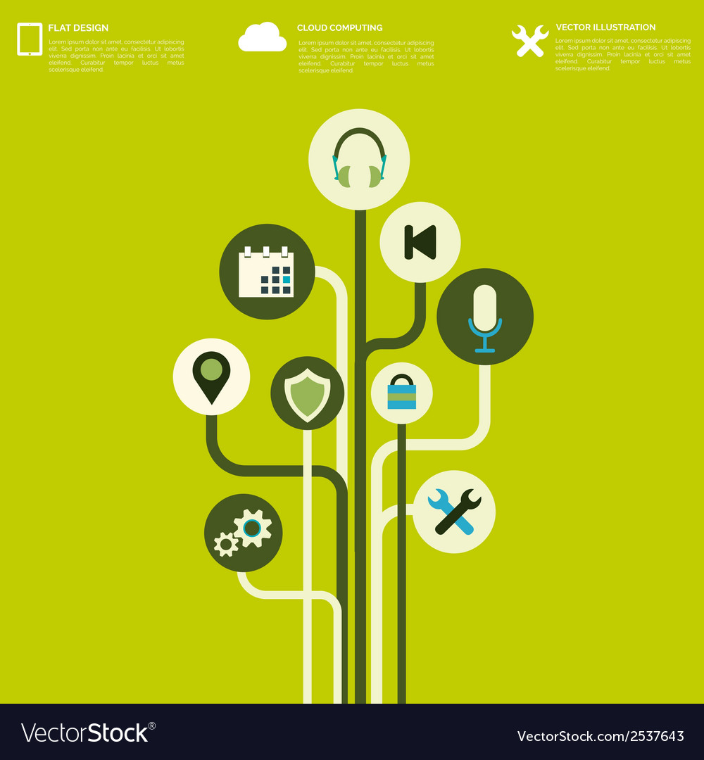 Flat abstract background with web icons interface Vector Image