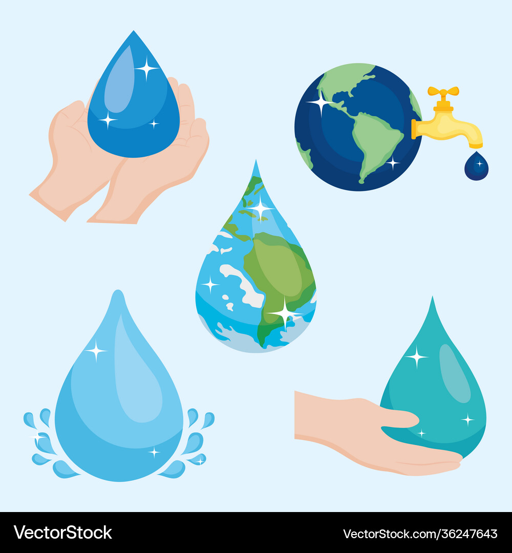 Icon set water and earth colorful design Vector Image
