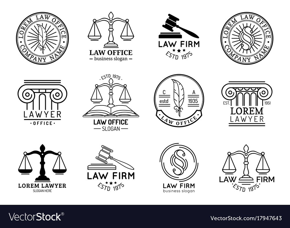 Law Office Symbols Set With Scales Justice Vector Image