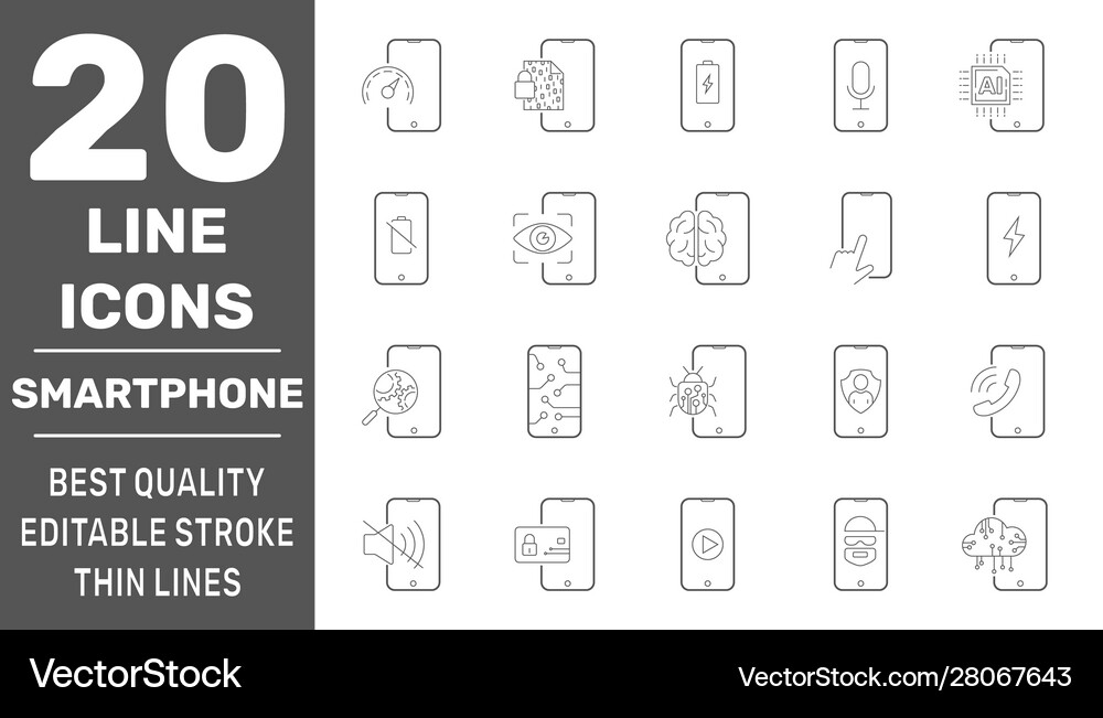 Modern smartphones icons linear pictograms Vector Image