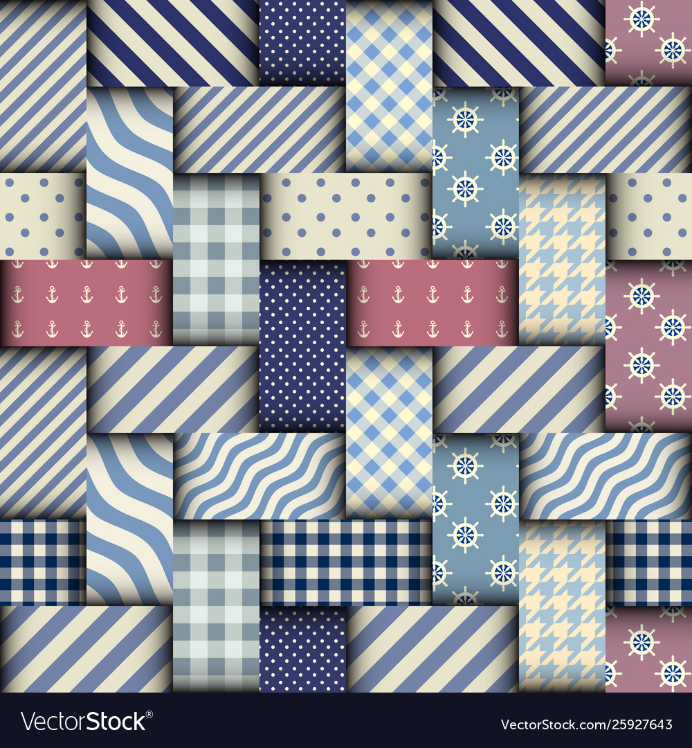 Patchwork textile pattern seamless quilting Vector Image