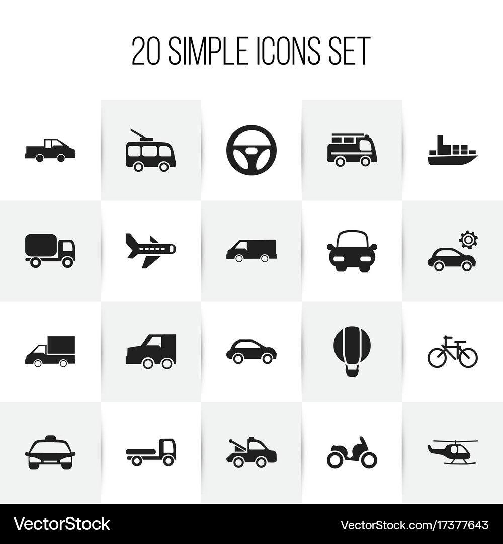 Set of 20 editable transportation icons includes Vector Image