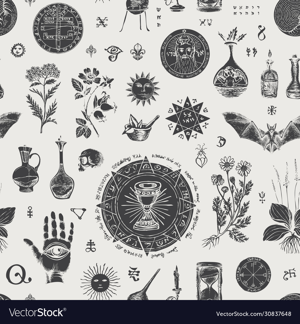 Abstract seamless pattern on theme alchemy Vector Image