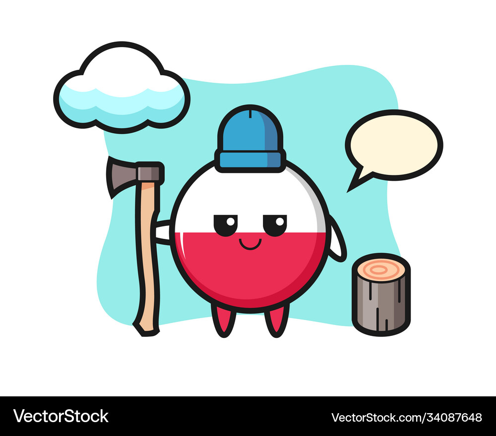 Character cartoon poland flag badge Royalty Free Vector