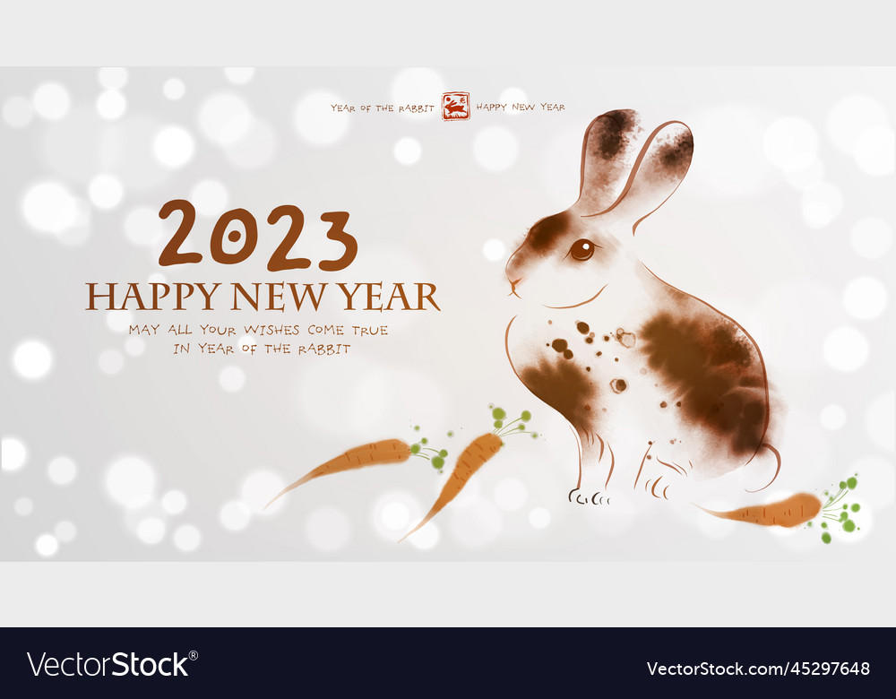 Chinese new year 2023 greeting card with cute Vector Image