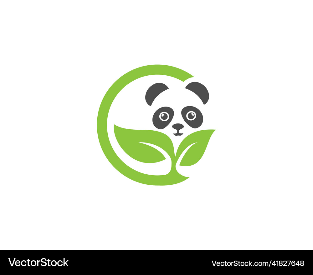 Creative green panda with letter g logo design Vector Image