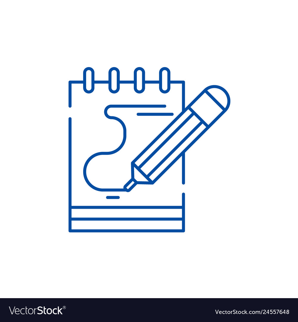Diary notes line icon concept flat Royalty Free Vector Image