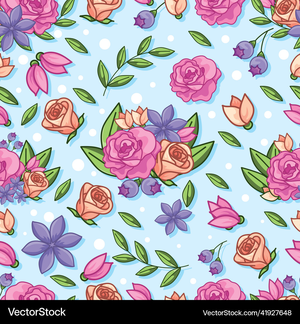 Floral motif colorful seamless pattern Royalty Free Vector